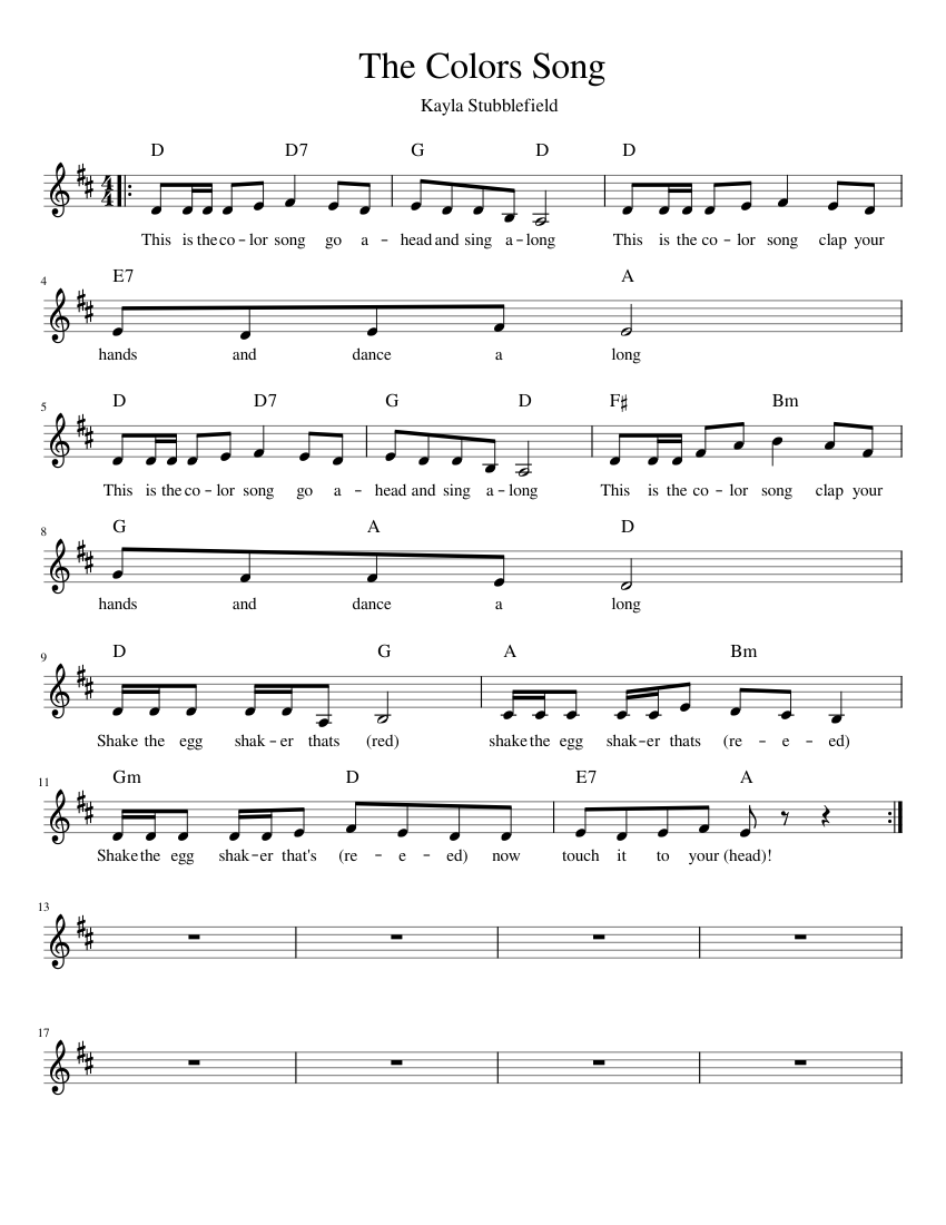 The Colors Song Updated Sheet music for Piano (Solo) Easy | Musescore.com
