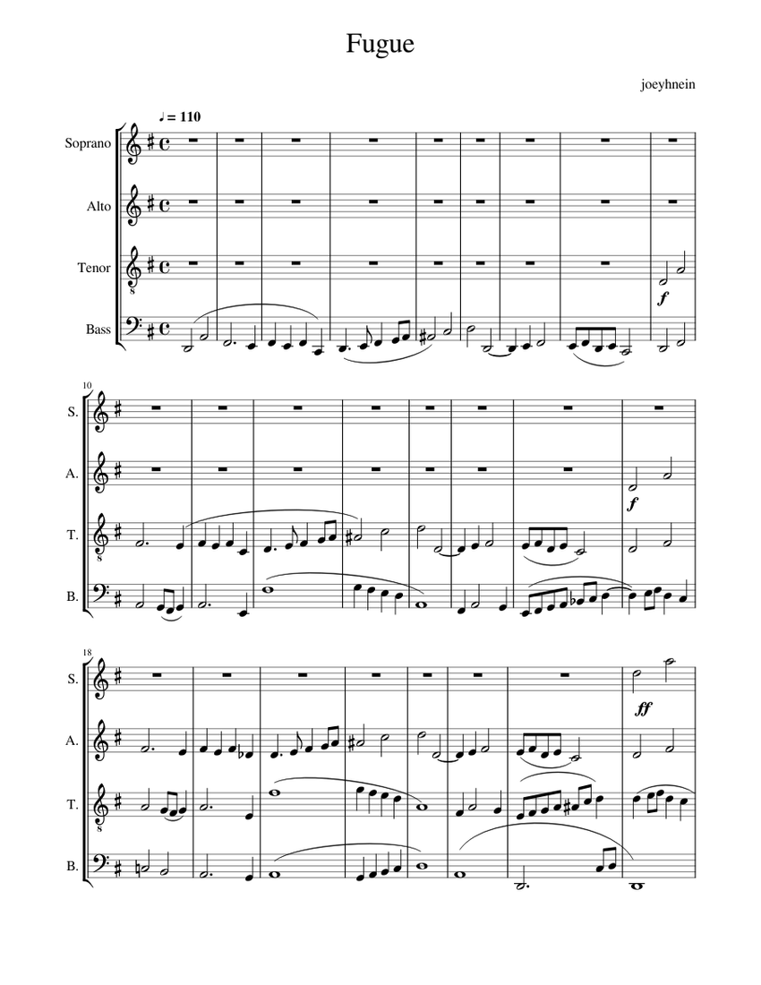Fugue Sheet music for Soprano, Alto, Tenor, Bass voice (SATB ...