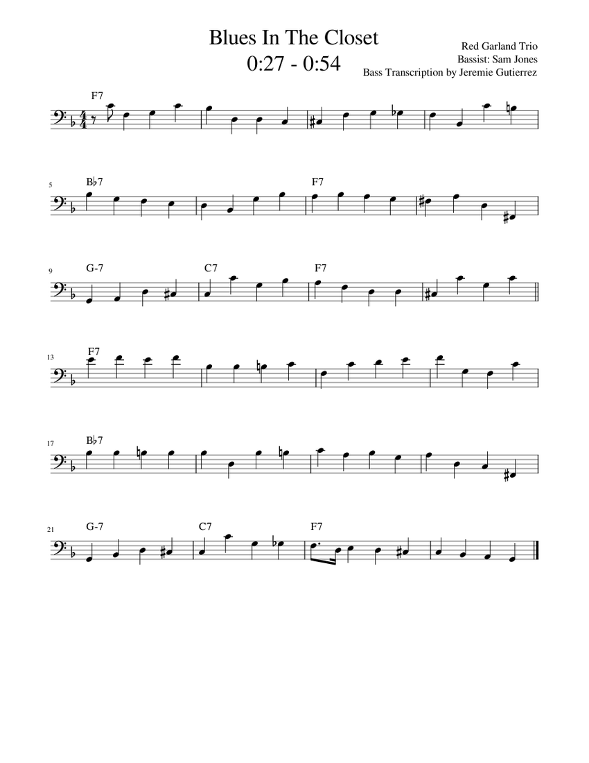 Blues_In_The_Closet Sheet music for Bass guitar (Solo) | Musescore.com