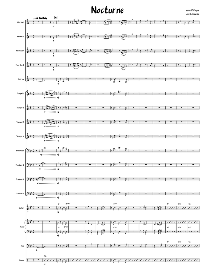 Nocturne Sheet music for Piano, Trombone, Saxophone alto, Saxophone ...