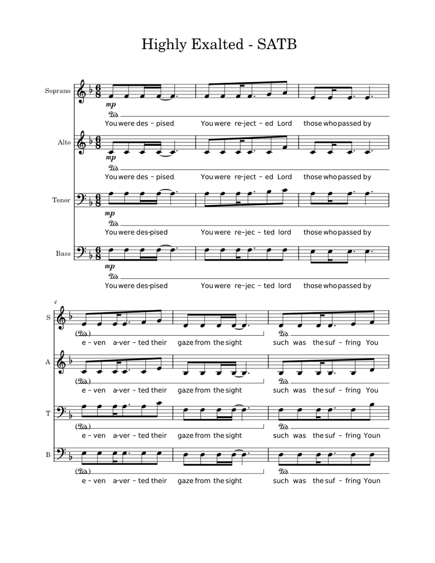 Highly Exalted – SATB Sheet Music for Piano (A Capella) | MuseScore.com