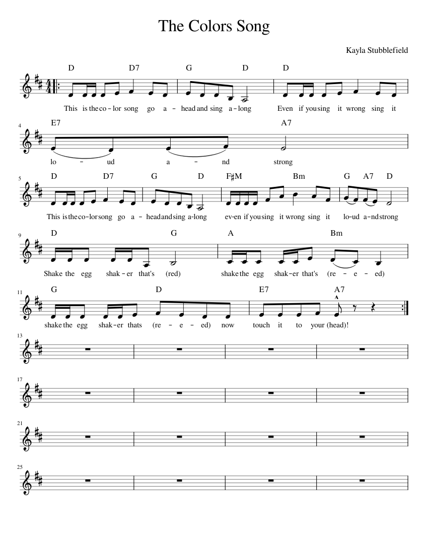 Color Song Sheet Music for Piano (Solo) Easy | MuseScore.com