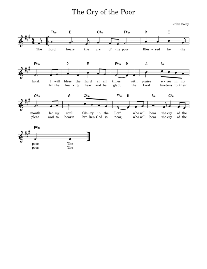 The Cry of the Poor Sheet Music with Chords for Piano (Jazz Band) easy ...