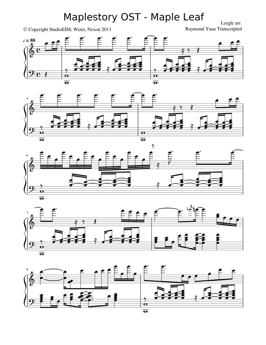 Maplestory OST - Maple Leaf Sheet Music for Piano (Solo) | MuseScore.com