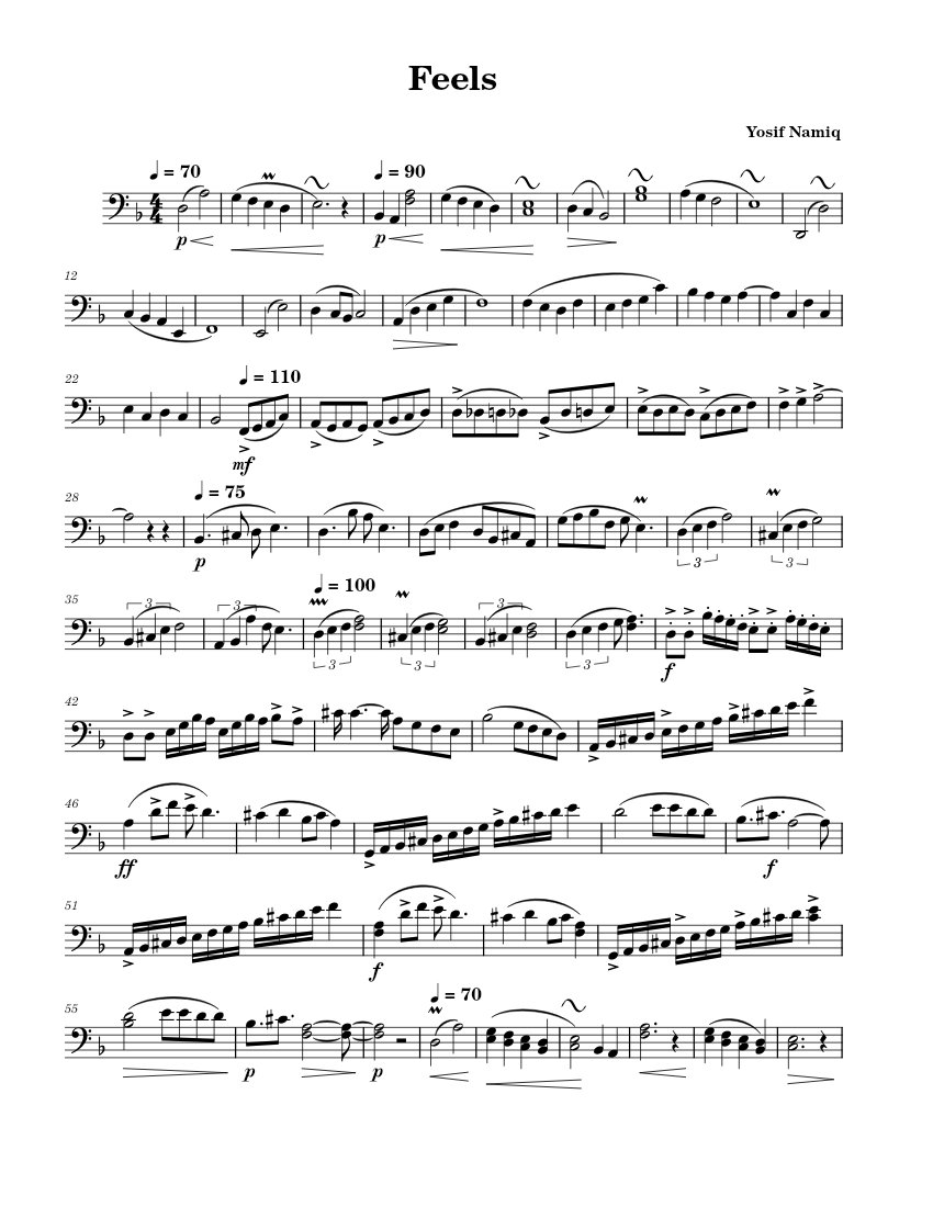Feels Sheet music for Cello (Solo) | Musescore.com