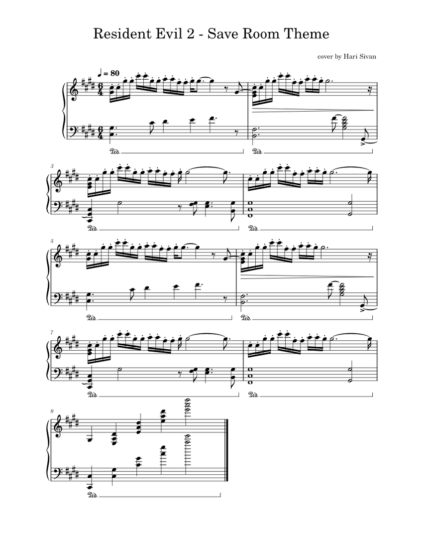 Resident Evil 2 - Save Room Theme Sheet music for Piano (Solo ...