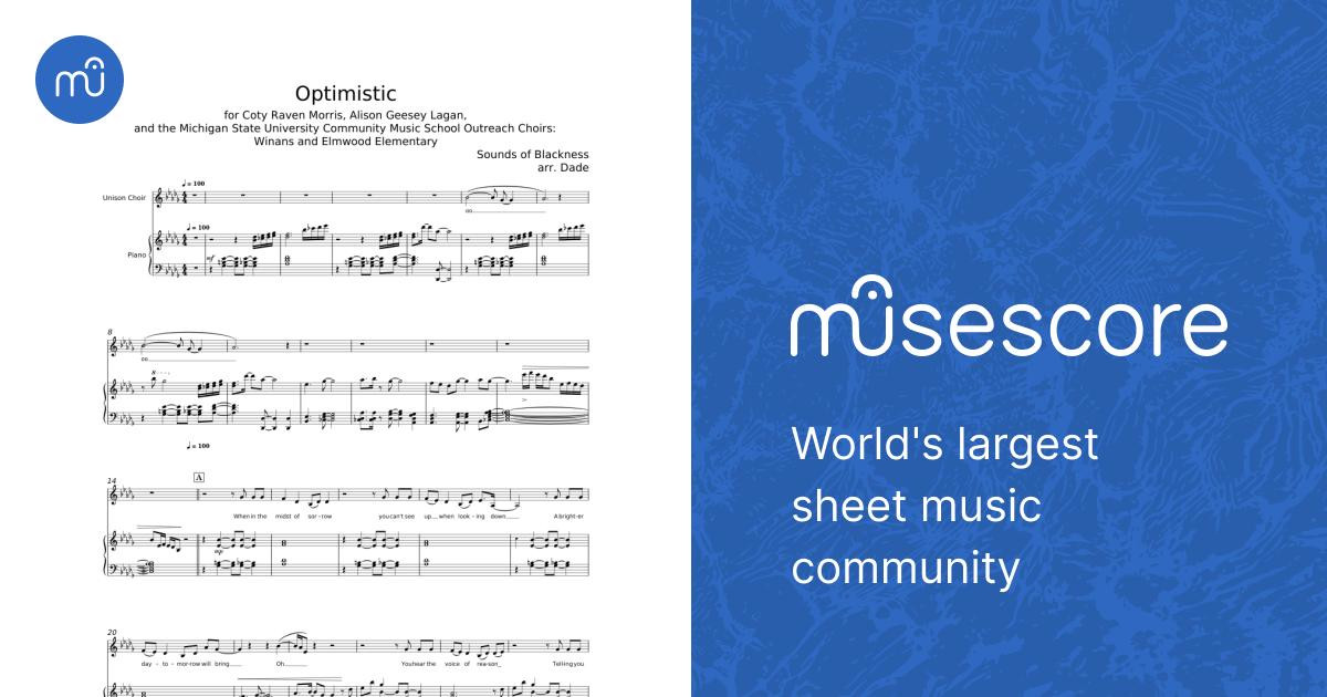 Optimistic – Sounds of Blackness Sheet Music for Piano, Vocals (Mixed Ensemble) | MuseScore.com