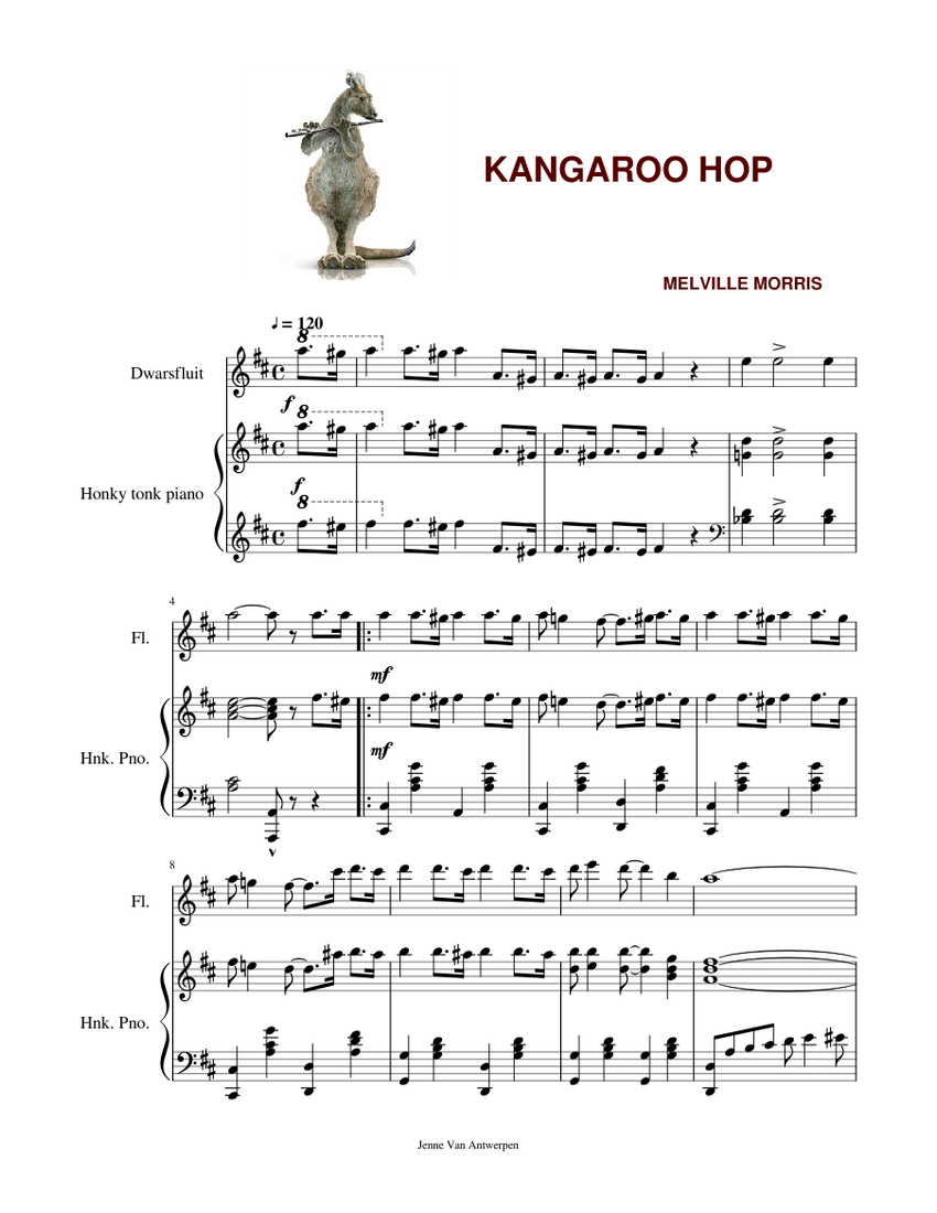 KANGAROO HOP Sheet music for Piano, Flute (Solo) | Musescore.com