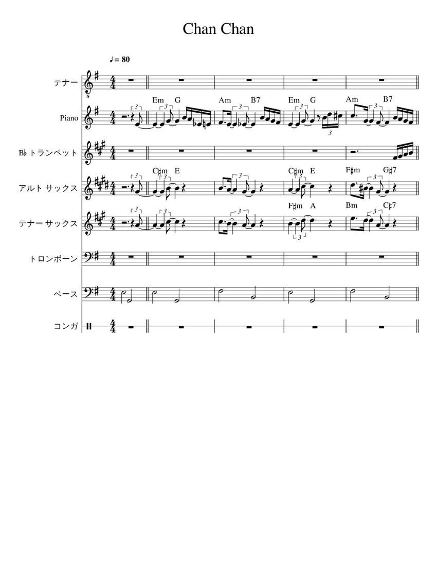 Chan Chan Sheet music for Piano, Trombone, Tenor, Saxophone alto & more ...