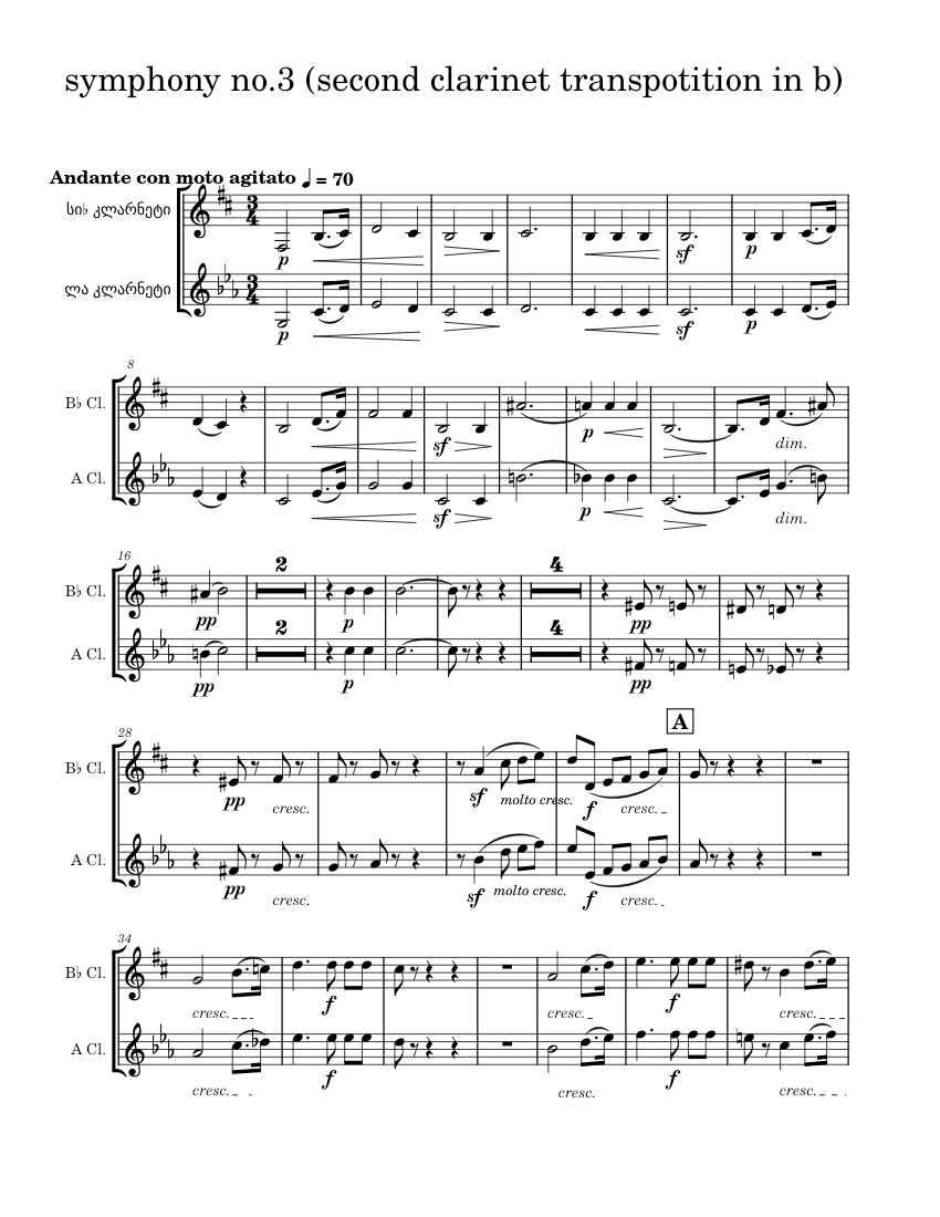 symphony_no.3_(second_clarinet_transpotition_in_b) Sheet music for ...