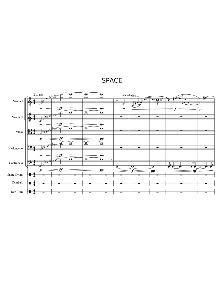 space 파이널 Sheet music for Contrabass, Snare drum, Crash, Violin & more ...