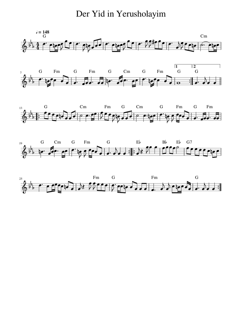 Der Yid in Yerusholayim Sheet music for Piano (Solo) Easy | Musescore.com