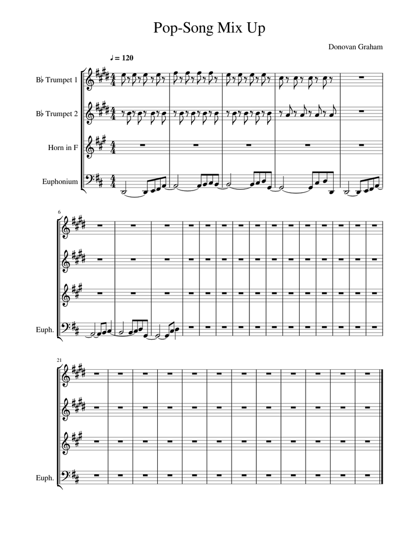 Pop-Song Mix Up Sheet music for Trombone, Tuba, Trumpet other (Mixed ...