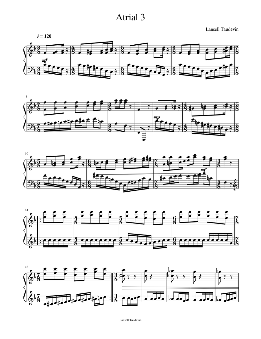 Atrial 3 Sheet music for Piano (Solo) | Musescore.com