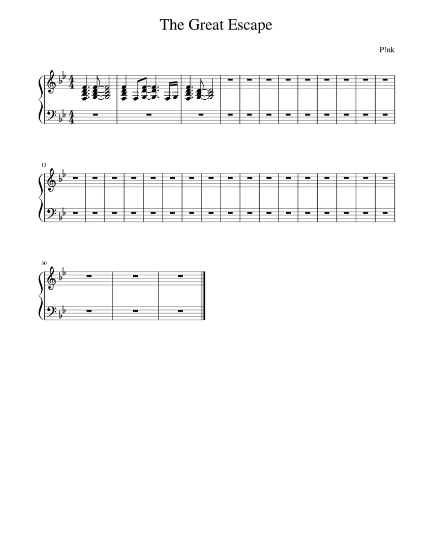 The Great Escape Sheet music for Piano (Solo) Easy | Musescore.com