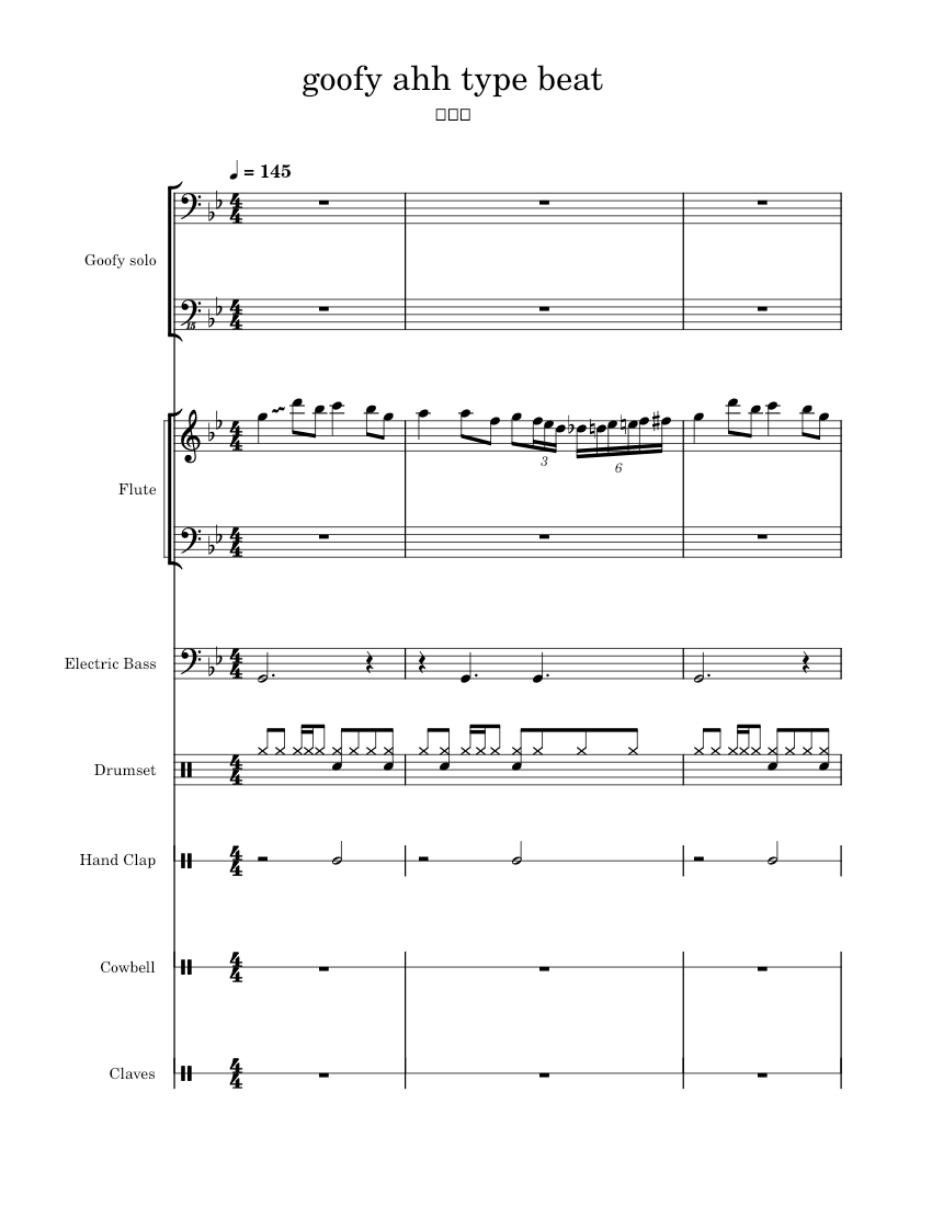 goofy ahh type beat 💀💀💀 Sheet music for Vocals, Flute, Bass guitar ...