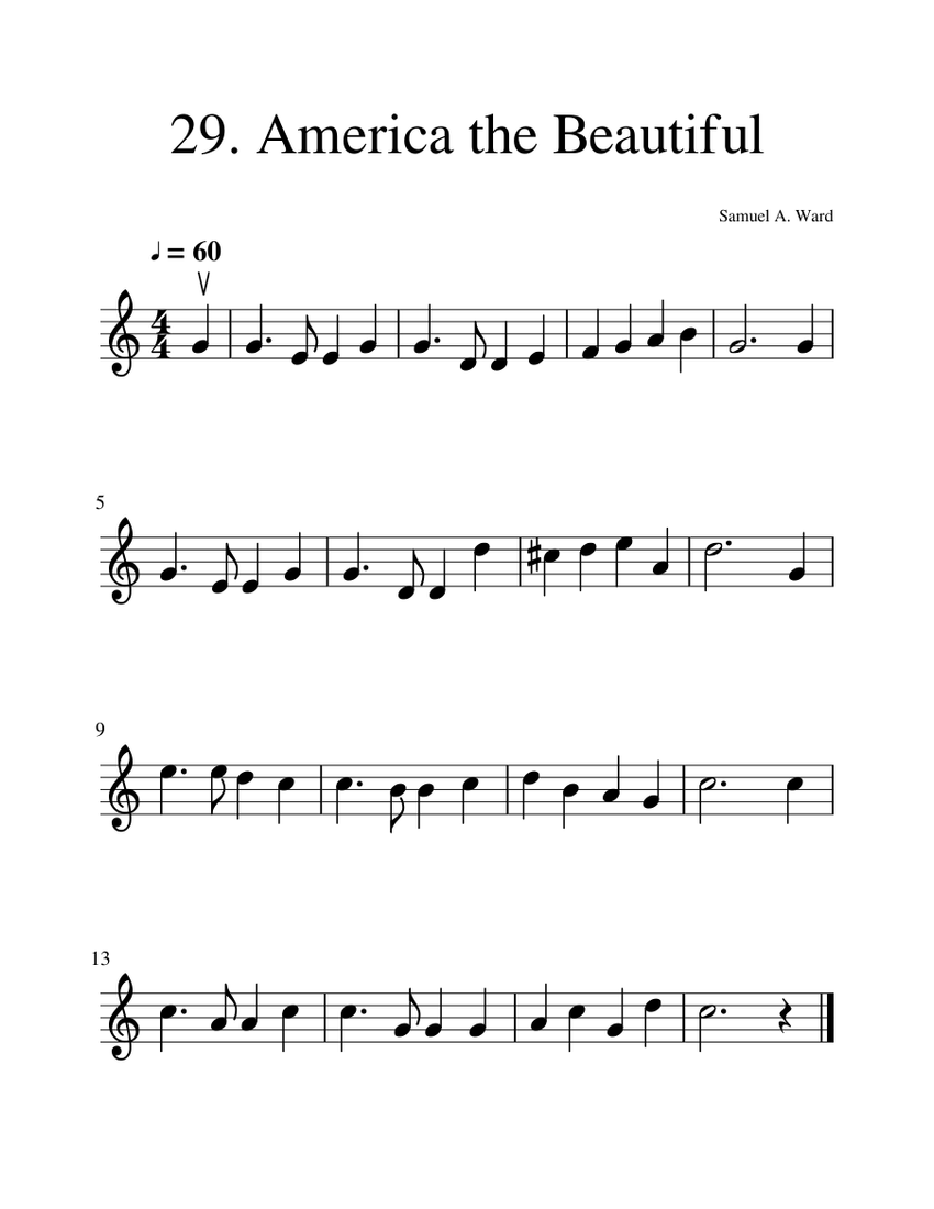 String Builder Book 2 (Violin) , 29. America the Beautiful Sheet music ...