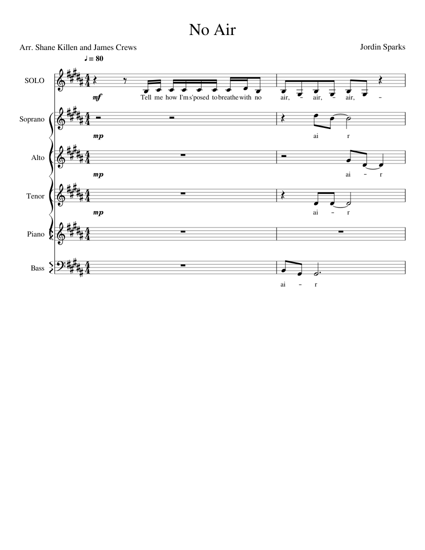 No Air - piano tutorial