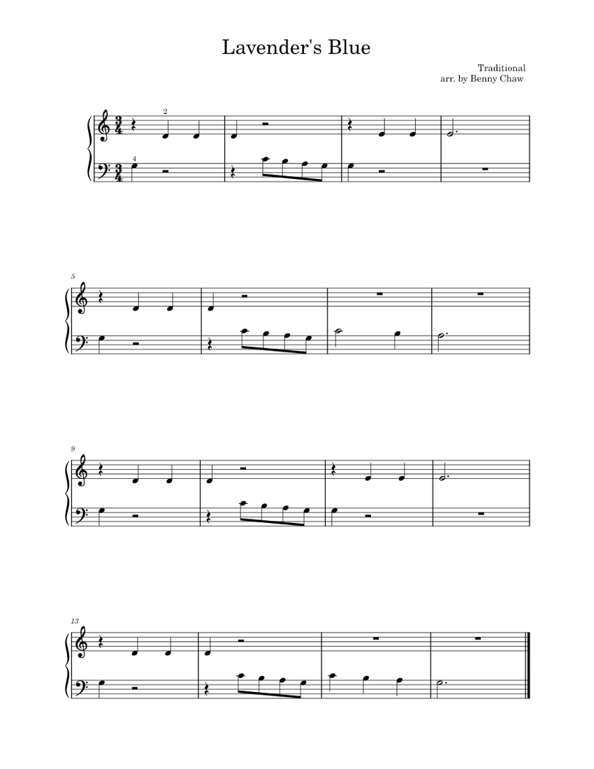 Lavender's Blue Sheet music for Piano (Solo) Easy | Musescore.com