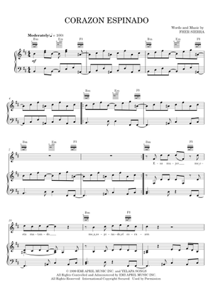 Corazon espinado – Santana Sheet Music for Piano (Solo) | MuseScore.com