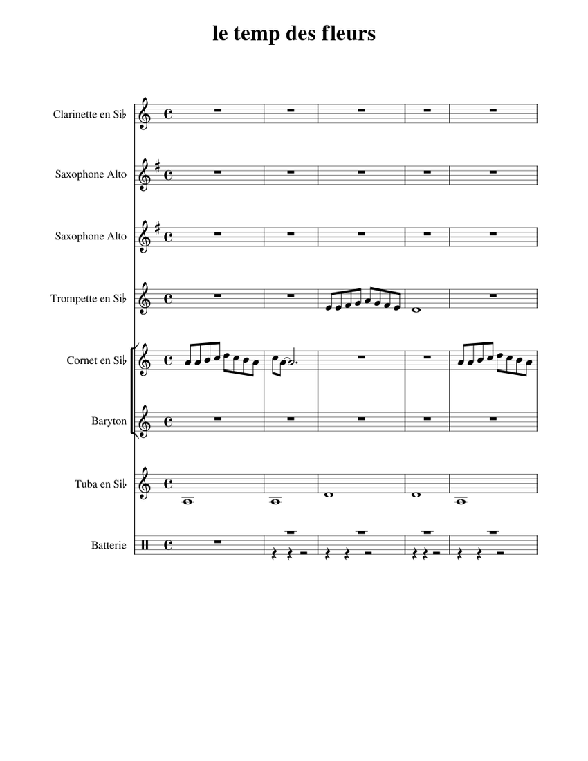 Le temps des fleurs – Dalida Sheet Music for Trombone, Cornet, Tuba ...