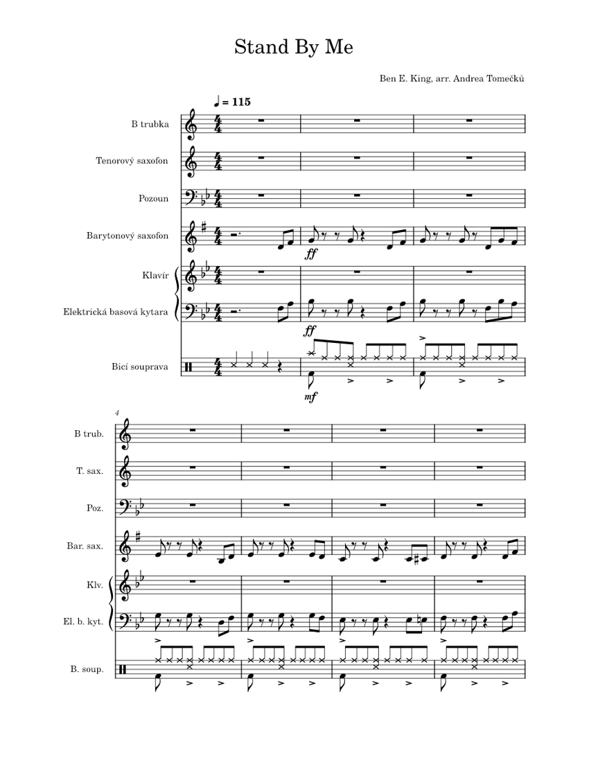 Stand by Me – Ben E. King for a small jazz band Sheet Music with Chords ...
