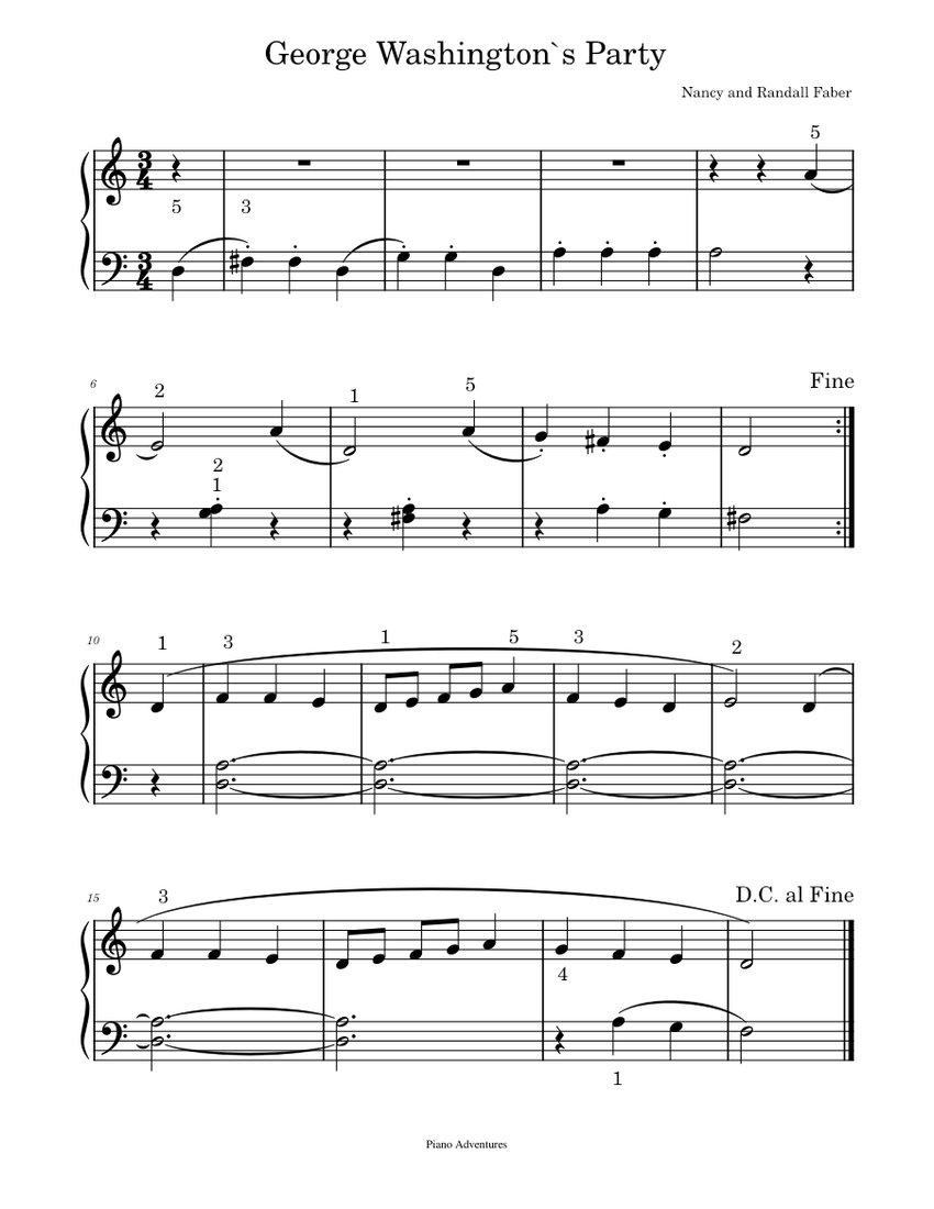 George Washington`s Party Sheet Music for Piano (Solo) Easy | MuseScore.com