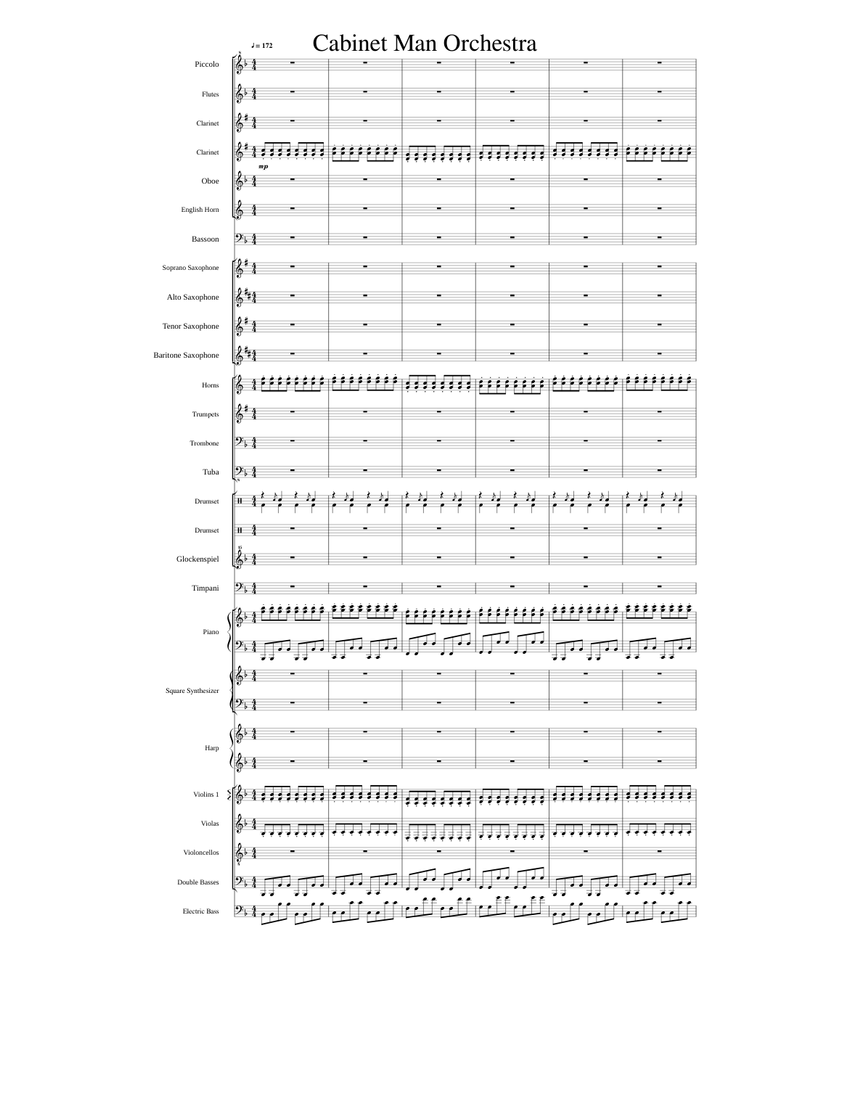 Cabinet Man Orchestra Sheet Music for Piano, Trombone, Tuba, Oboe ...