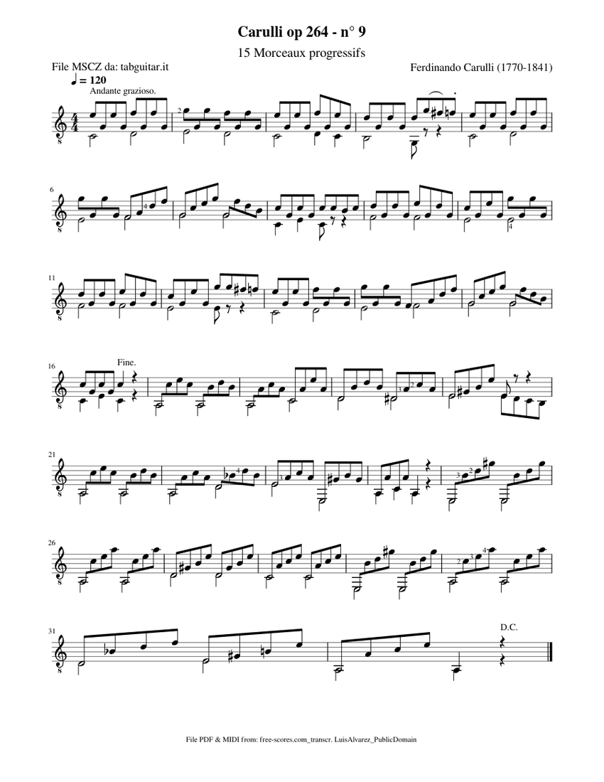Carulli op 264 - n° 9 Sheet music for Guitar (Solo) | Musescore.com