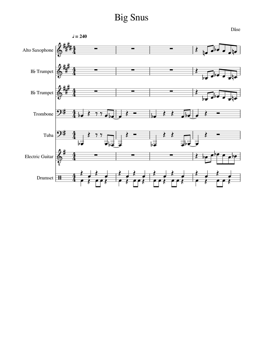 Big Snus Sheet music for Trombone, Tuba, Saxophone alto, Trumpet in b ...