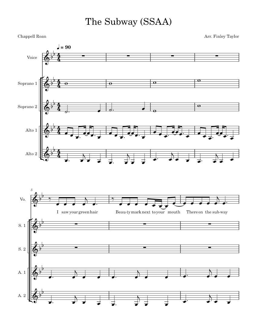 The Subway SSAA 2 – eanderson1544 Sheet Music | MuseScore.com