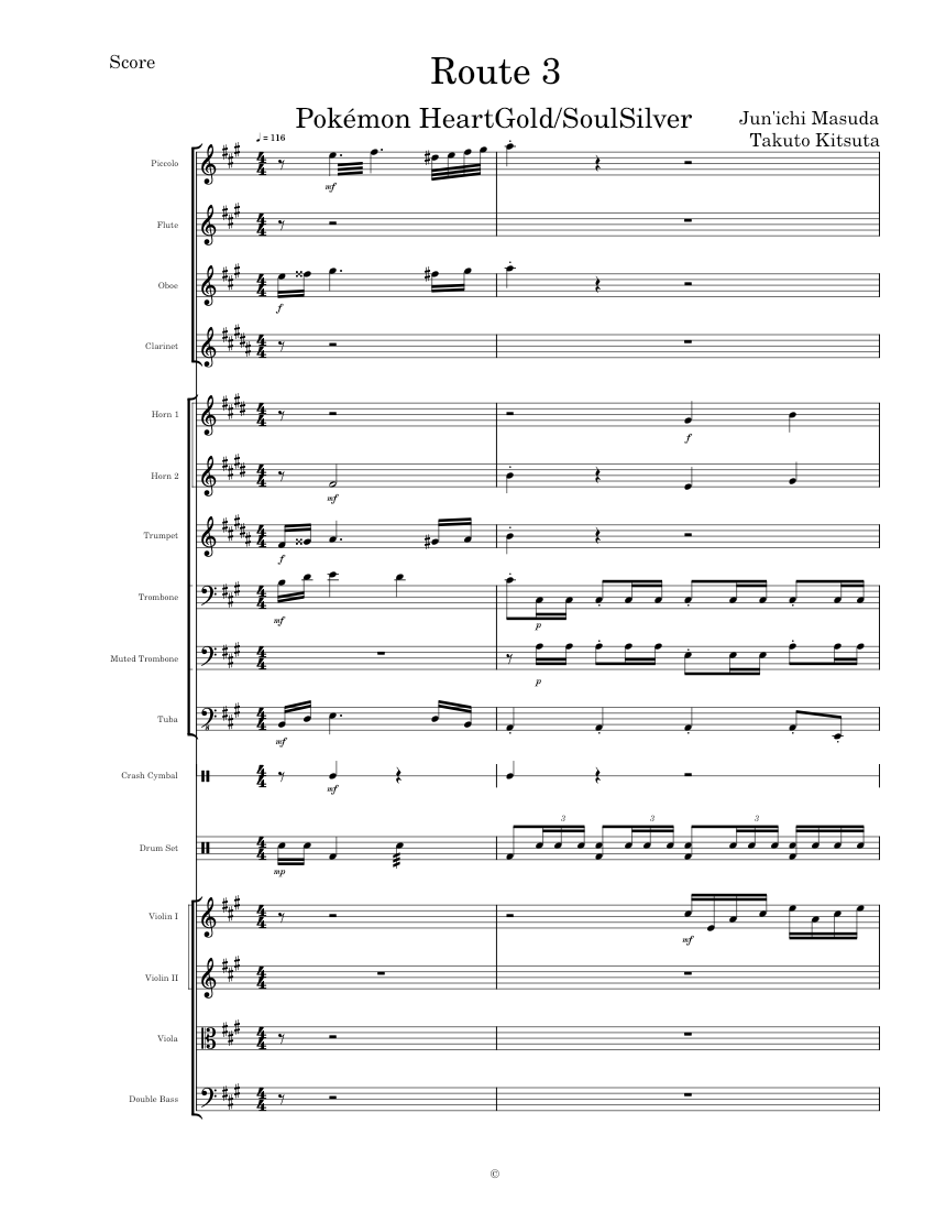 Route 3 (Pokémon HeartGold/SoulSilver) - Transcribed Score Sheet music ...