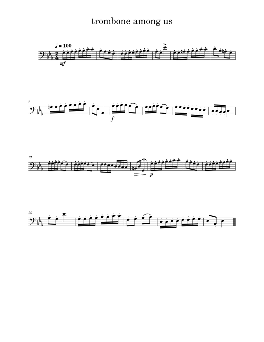 trombone among us Sheet Music for Trombone (Solo) | MuseScore.com