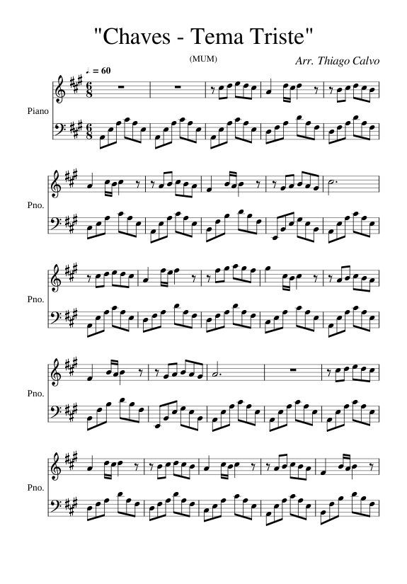 Chaves - Tema Triste Chaves Sheet music for Piano (Solo) | Musescore.com