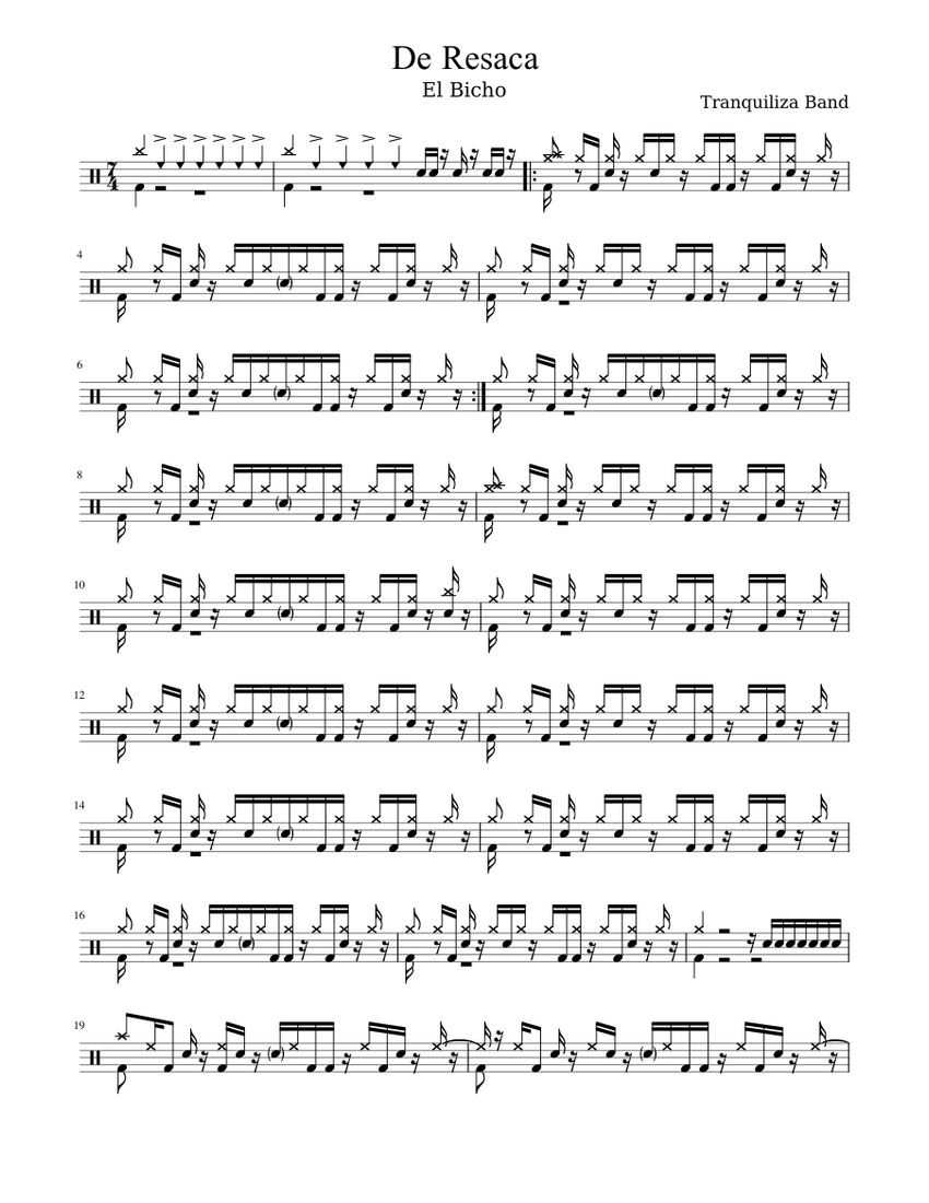 De Resaca - Completa Sheet music for Drum group (Solo) | Musescore.com