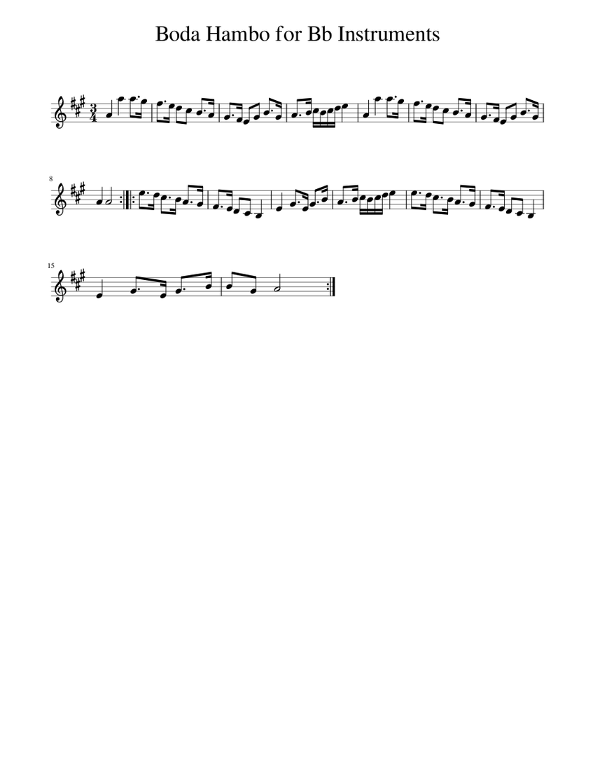 Boda Hambo for Bb Instruments Sheet music for Piano (Solo) Easy ...