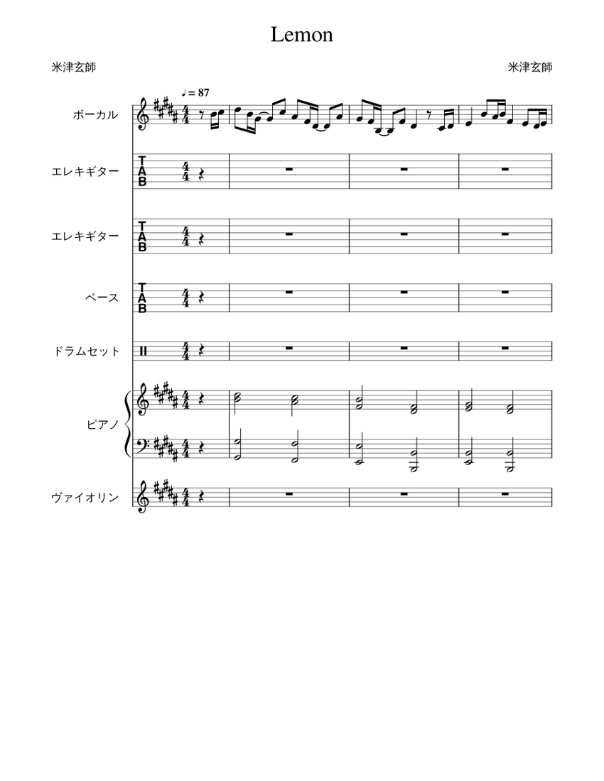 Lemon Sheet Music and Tab for Piano, Vocals, Violin, Guitar & more ...