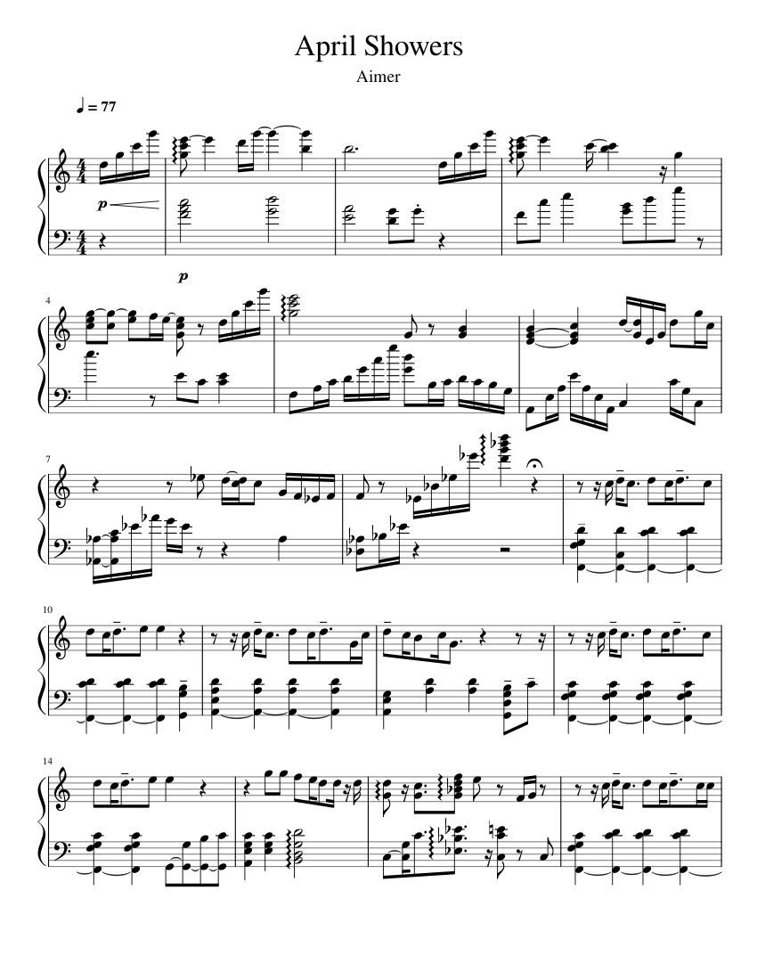 April Showers - Aimer Sheet Music for Piano (Solo) | MuseScore.com