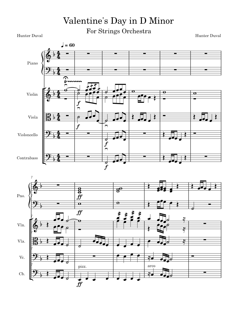 Valentine's Day Instrumental in d Minor Sheet music for Piano ...