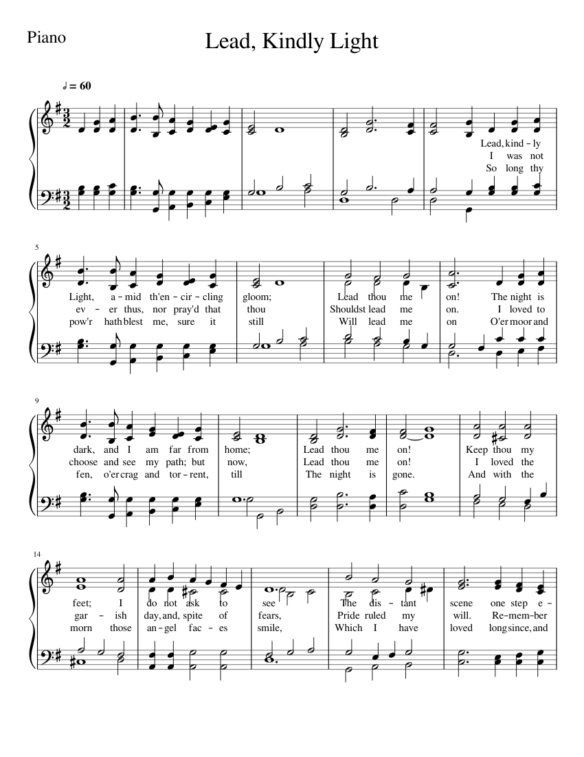 Lead, Kindly Light Sheet Music for Piano (Solo) easy | MuseScore.com