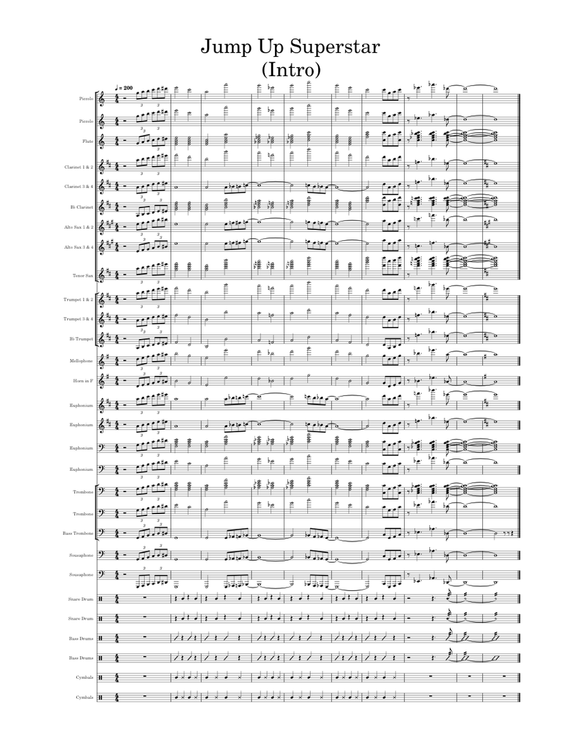 Jump Up Superstar Intro Sheet music for Trombone, Euphonium, Trombone ...