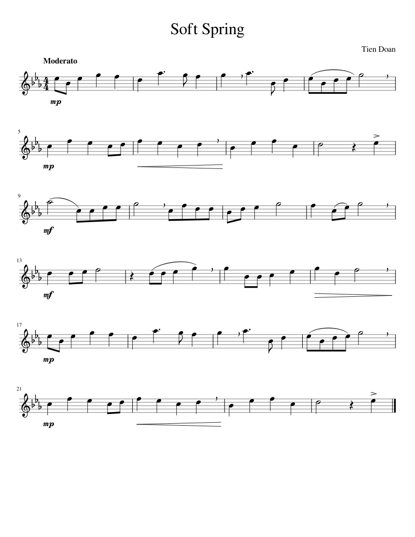 Soft Spring Sheet music for Flute (Solo) | Musescore.com