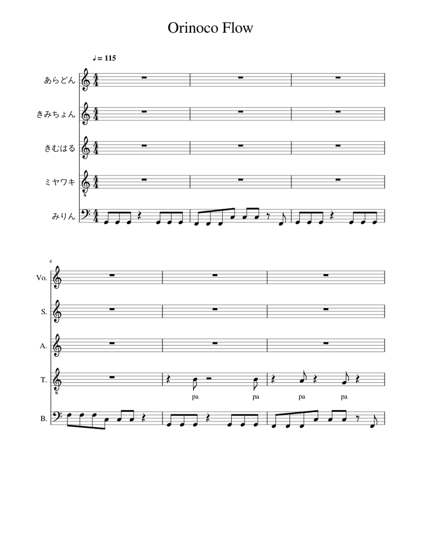 Orinoco Flow Sheet music for Soprano, Alto, Tenor, Bass voice & more ...