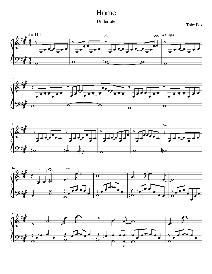 Undertale - Home (Piano) Sheet music for Piano (Solo) Easy | Musescore.com