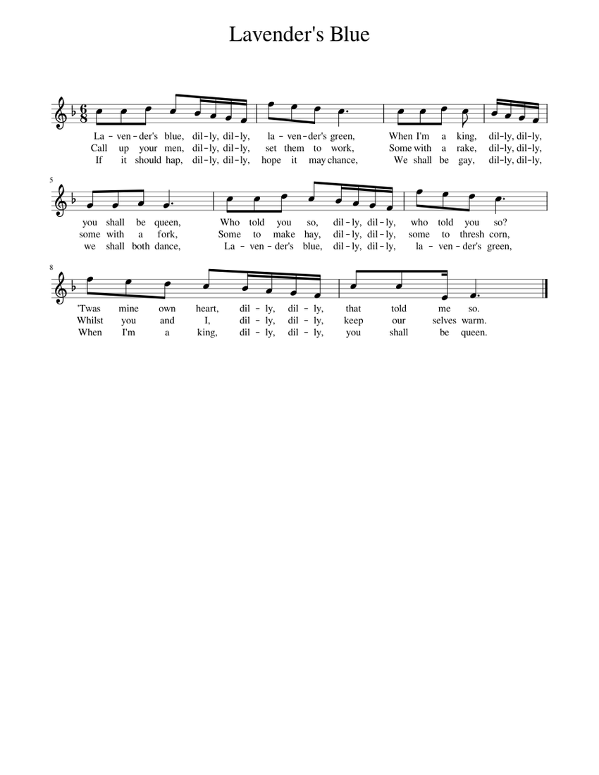 Lavender's Blue Sheet music for Piano (Solo) | Musescore.com