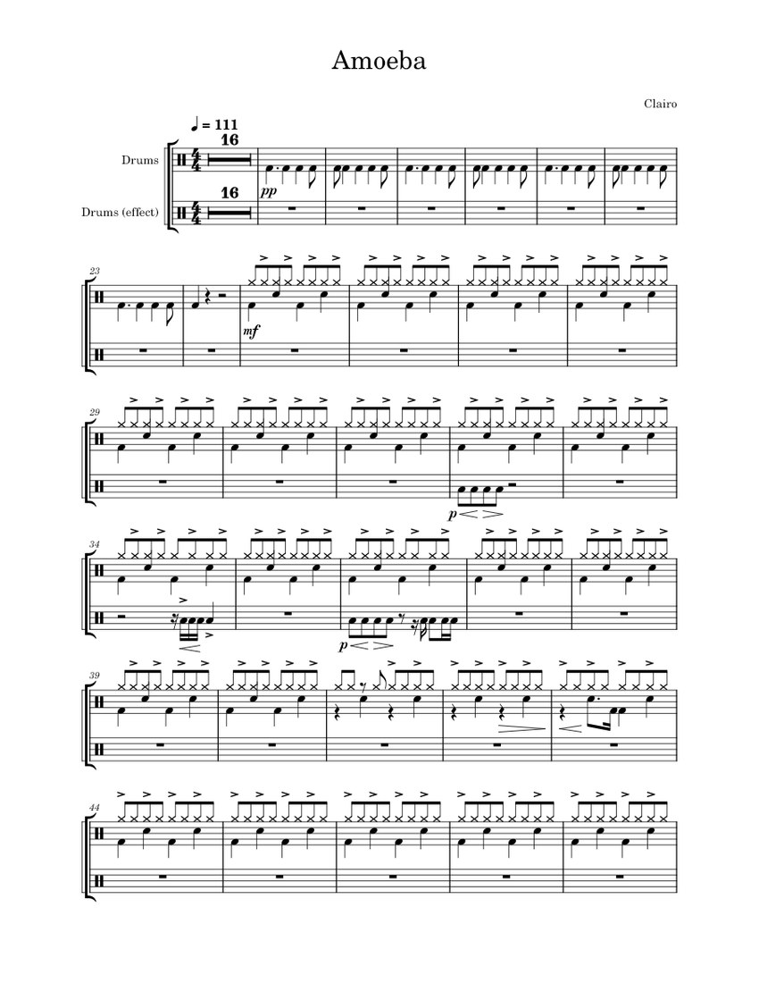 Amoeba – Clairo Amoeba Sheet Music for Drum group (Solo) | MuseScore.com