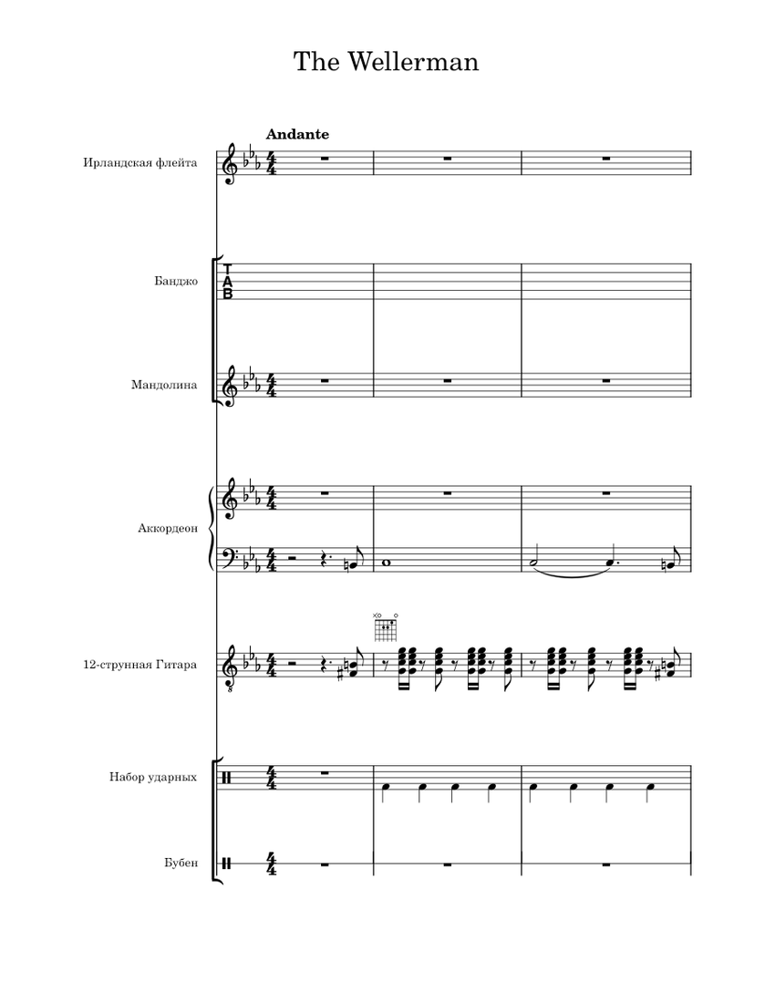 The Wellerman Sheet Music and Tab for Accordion, Tambourine, Guitar ...