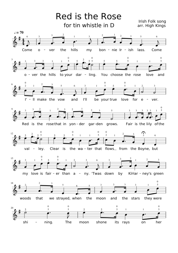 Red is the Rose Sheet Music for Flute (Solo) | MuseScore.com