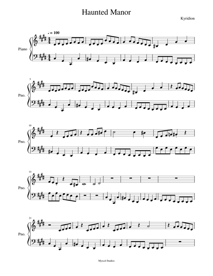 Haunted Manor Sheet music for Piano (Solo) | Musescore.com