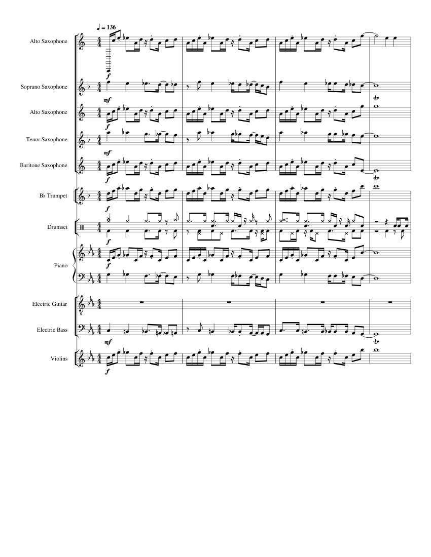 Bloody Stream Cover Sheet music for Piano, Saxophone alto, Saxophone ...